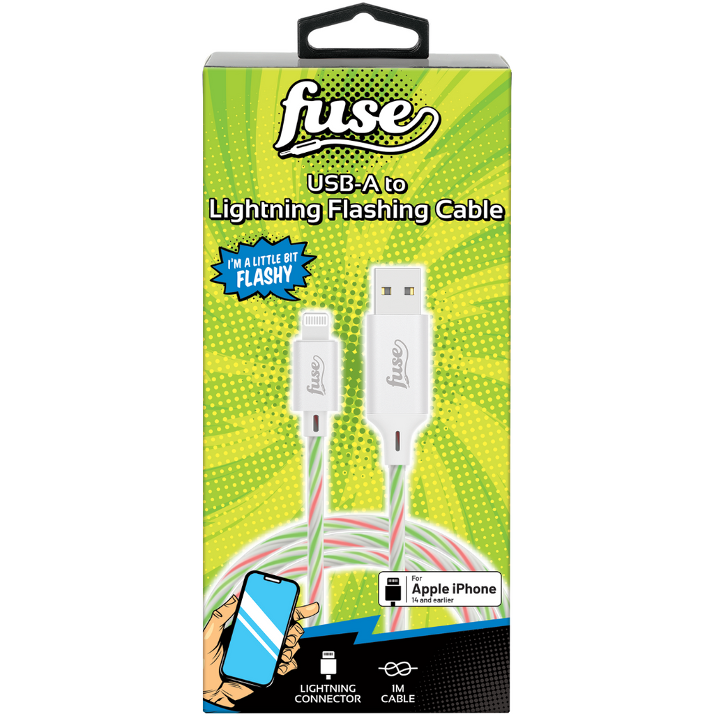 USB A to Lightning Light Up Flashing Cables 1m Red Green – Fuse Audio