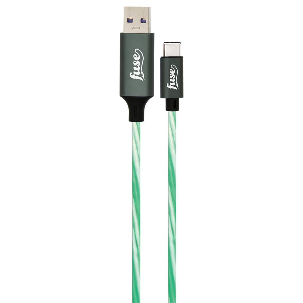 USB C to USB A Light Up Flashing Cables 1m Green – Fuse Audio